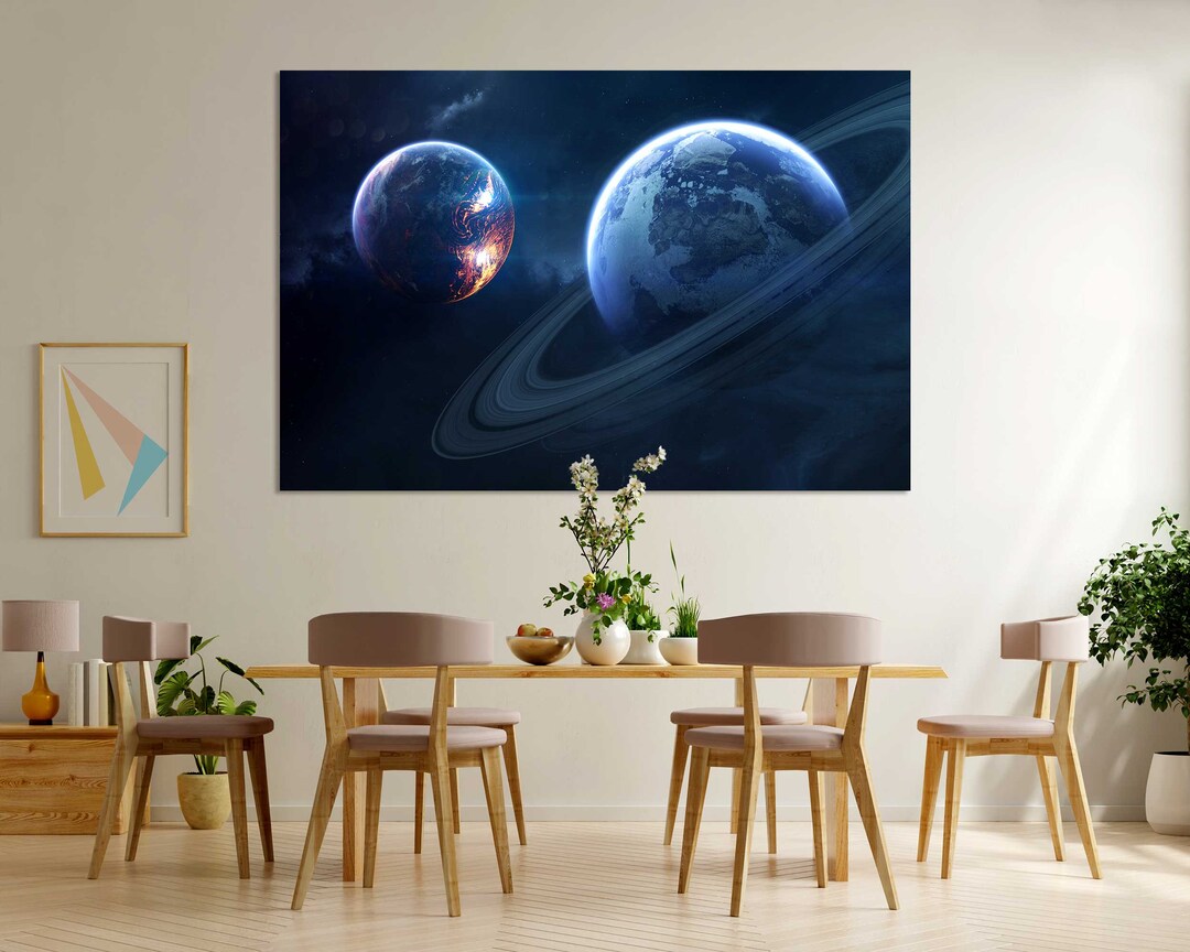 Planets of Faraway Space Painting Art on Canvas, Deep Space Print on ...
