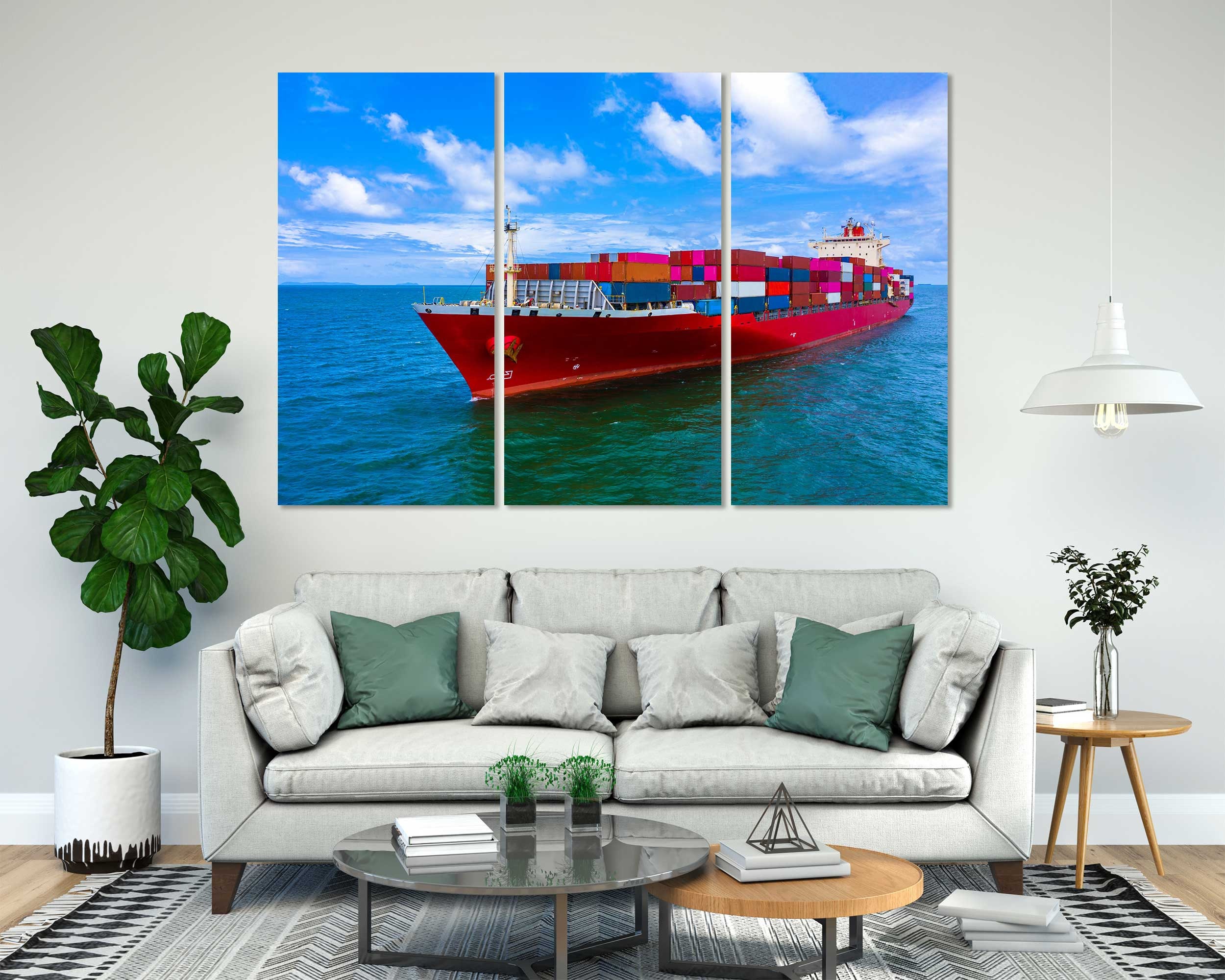 Container Cargo Ship Picture on Canvas Logistic Art for Wall - Etsy