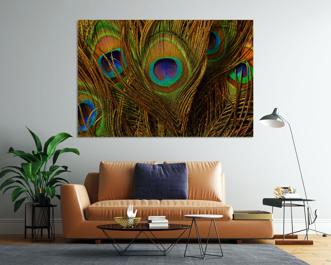 Peacock Feathers Art for Room, Peacock Feather Printing Art for Wall ...