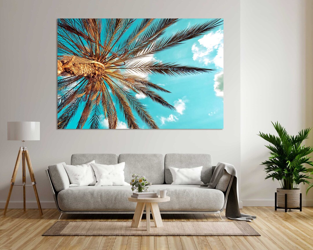 Original Decor With Palm Trees on Canvas for Bedroom, Coconut Trees ...