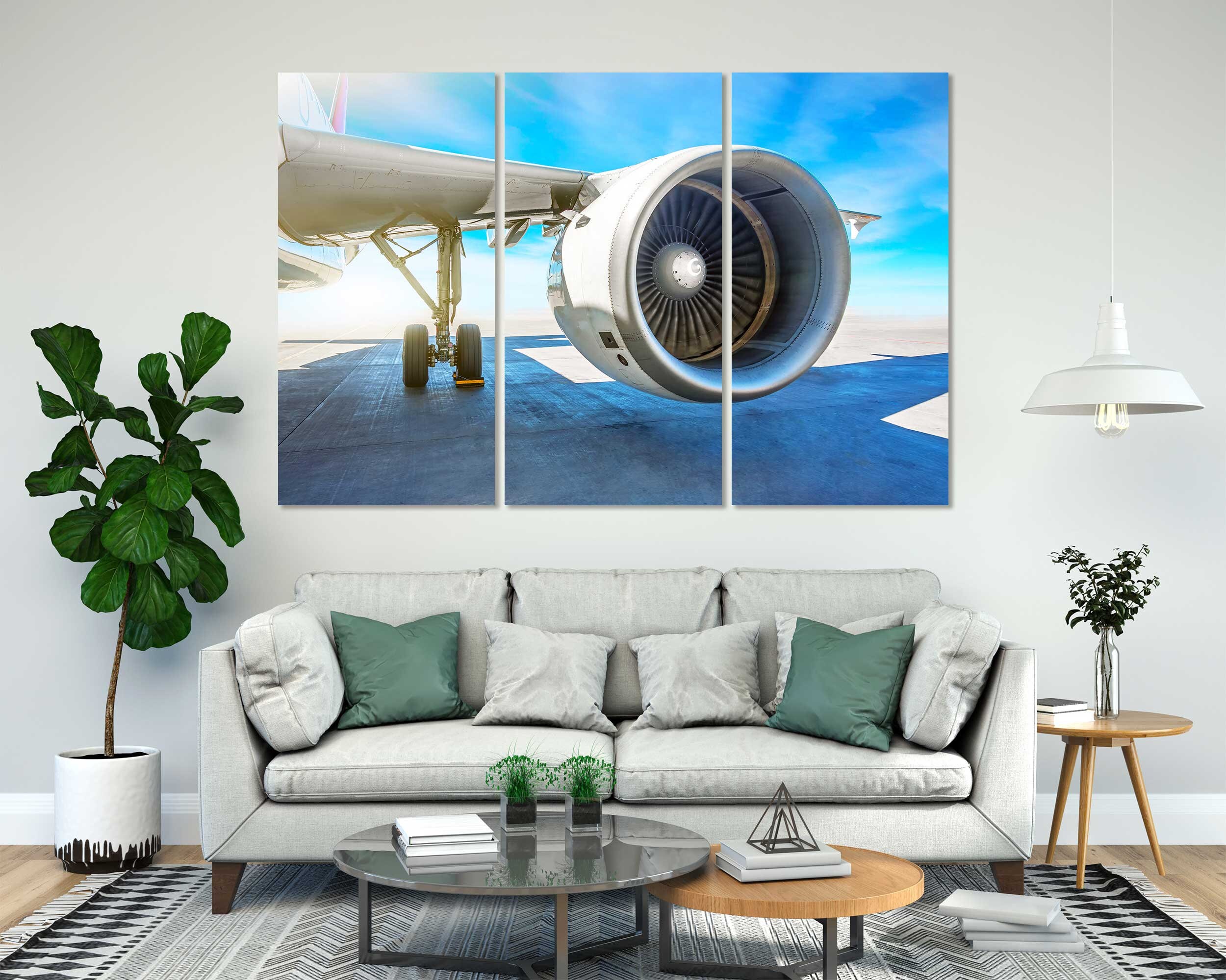 Wing Jet Engine Art for Wall Aircraft in Airport at Sunny Day - Etsy