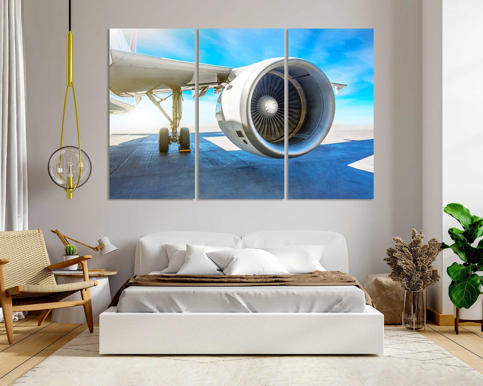 Wing Jet Engine Art for Wall Aircraft in Airport at Sunny Day - Etsy