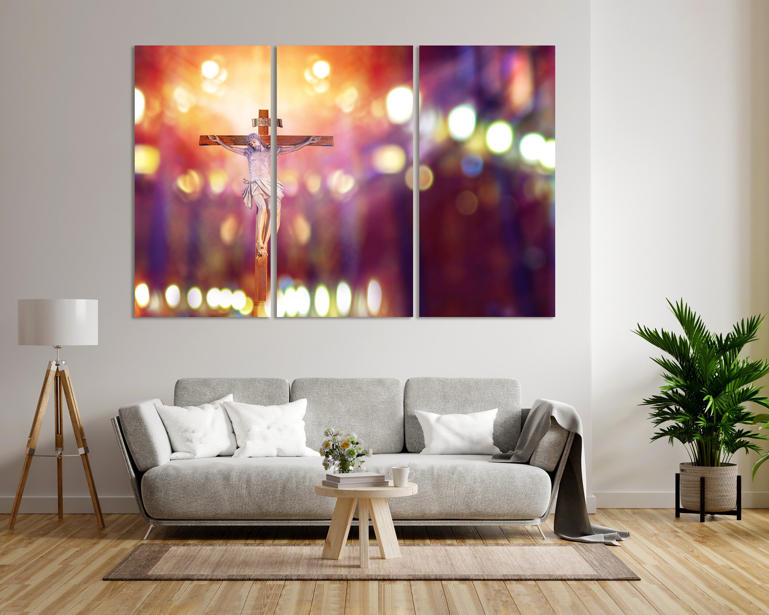 Jesus on the Cross in Church Large Decor for Wall Christian - Etsy