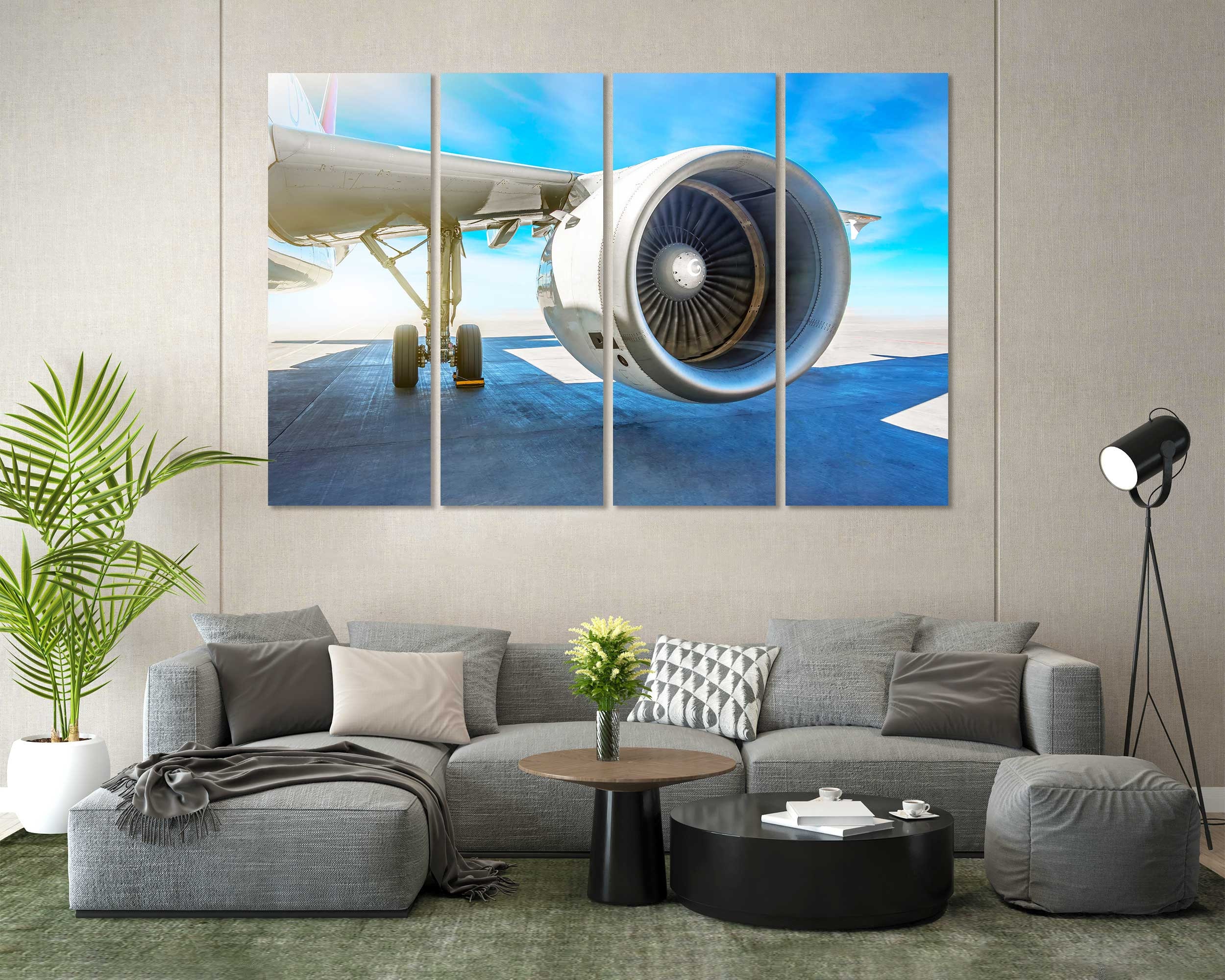 Wing Jet Engine Art for Wall Aircraft in Airport at Sunny Day - Etsy