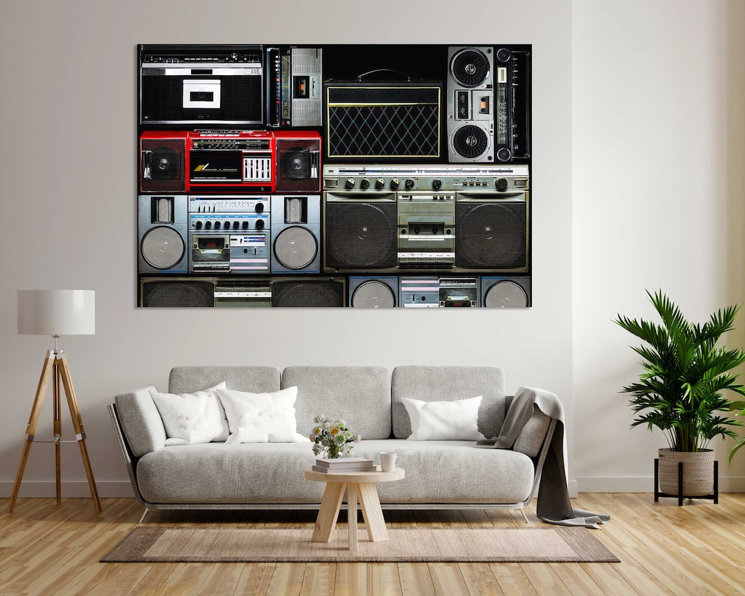 Music Boombox Collage Trendy Art Decor, Music Boombox Painting Art for ...