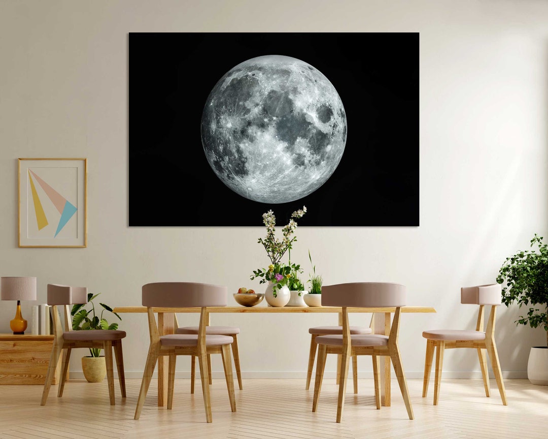 Full Moon Original Art for Wall, Moon Light Art Printing on Canvas ...