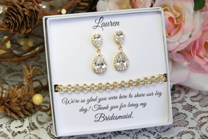 Custom Color Bridesmaid Gift Set Tear Drop Bridesmaid - Etsy