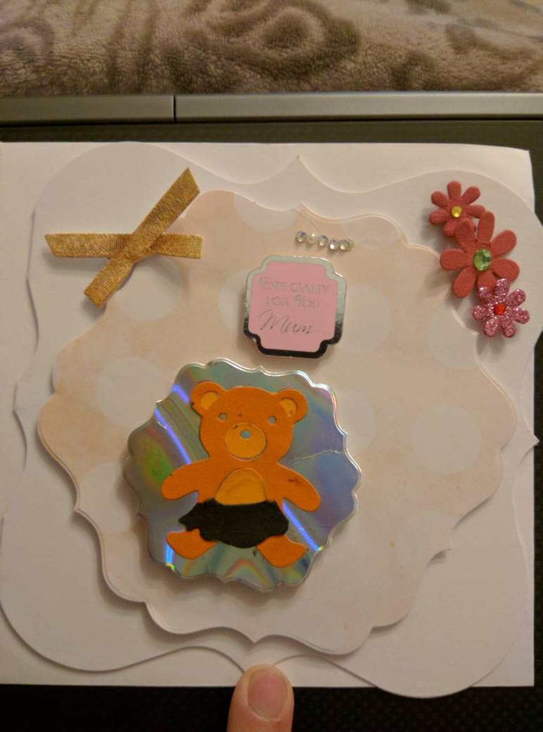 Teddy Birthday card Card Teddybare Flowers Bow Card Tactile - Etsy