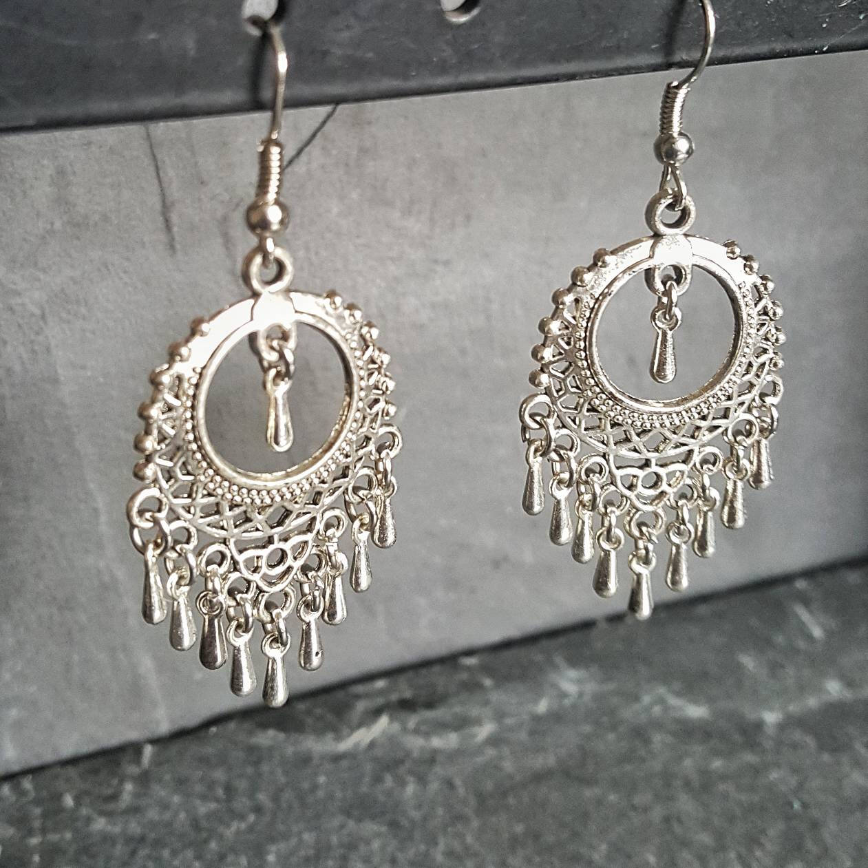Silver Bohemian Earrings Gypsy Jewelry Bridesmaid Jewelry - Etsy