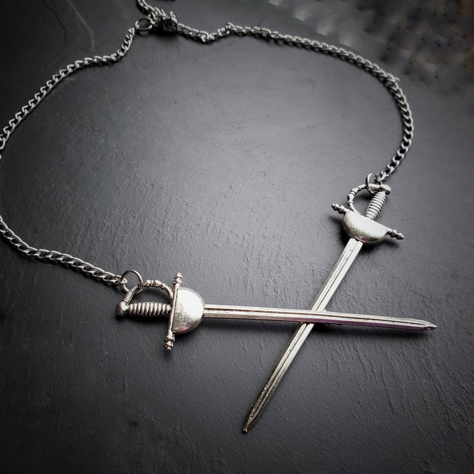 En Garde Necklace - Crossed Swords Necklace - Fencing Enthusiasts ...