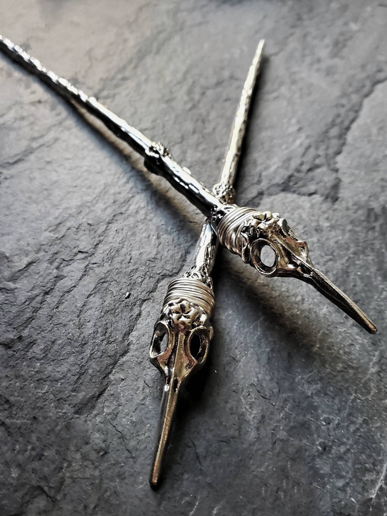 Raven Skull Hair Sticks - Plague Dr Hair Pins - Goth - Emo - Gothic ...
