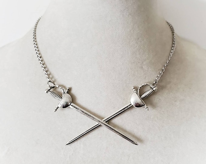 En Garde Necklace - Crossed Swords Necklace - Fencing Enthusiasts ...
