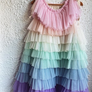 Pastel Rainbow Ruffle Mama Dress - Etsy
