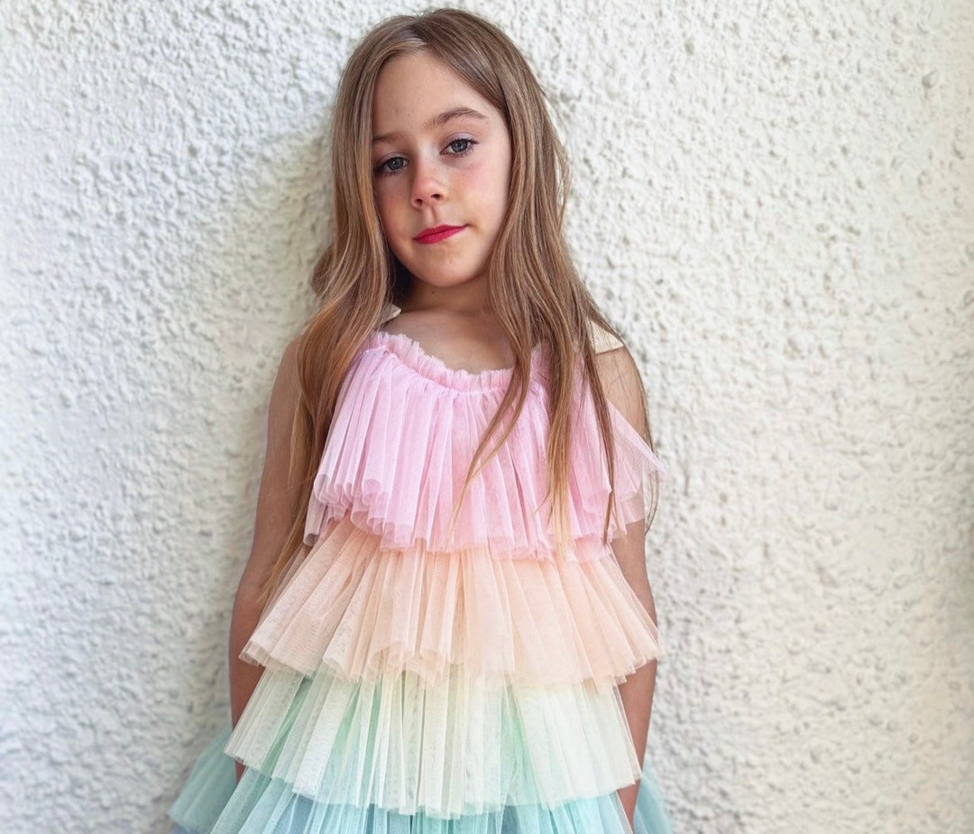 Pastel Rainbow Ruffle Dress - Etsy