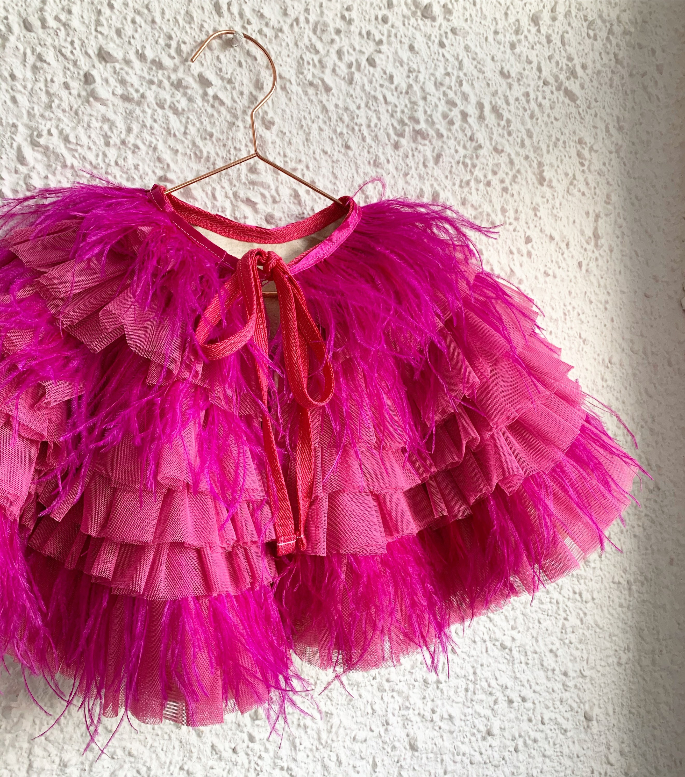 Mini Pink Ruffle/ostrich Feather Cape - Etsy