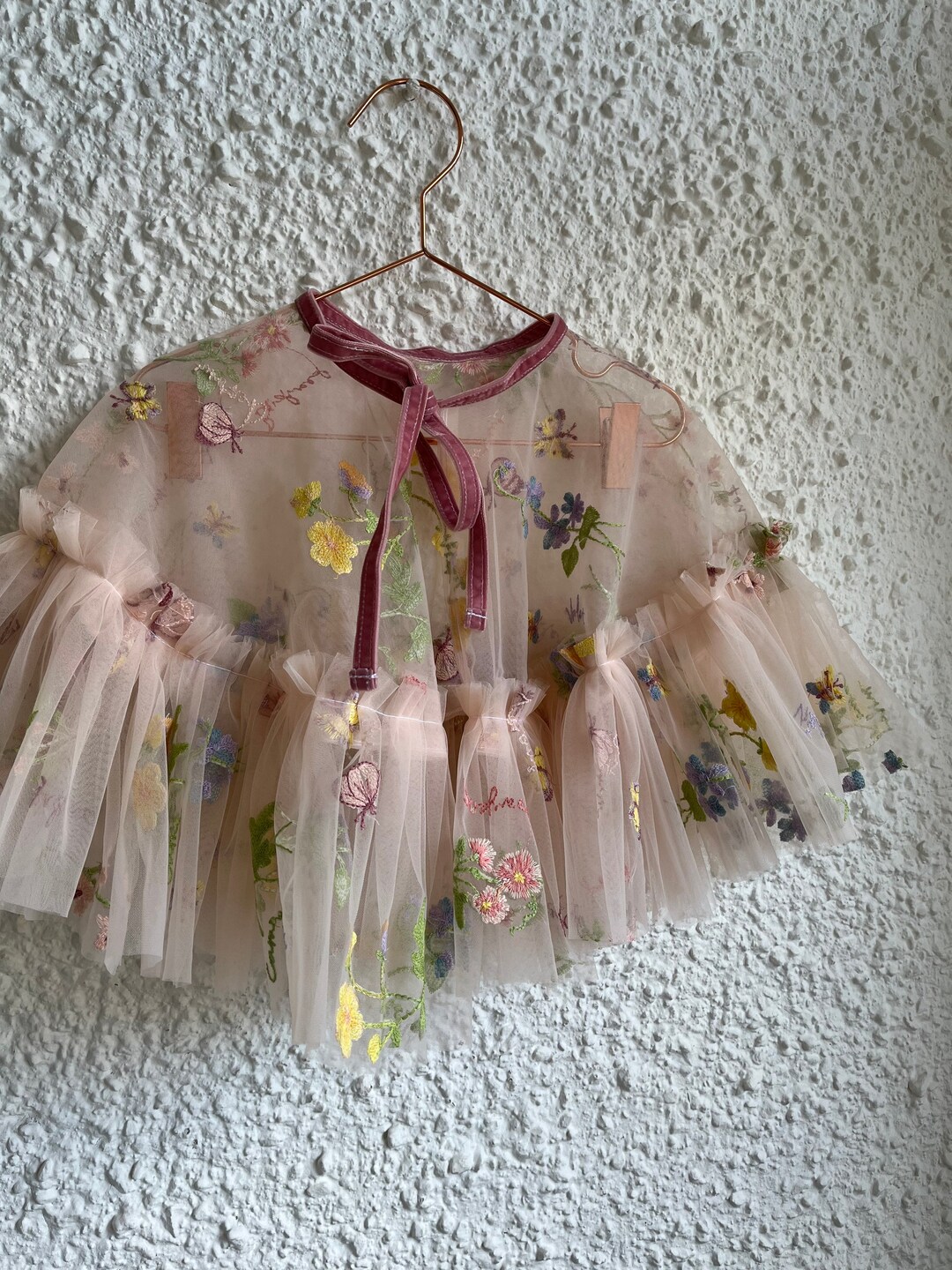 Floral Embroidered Cape in Pink - Etsy
