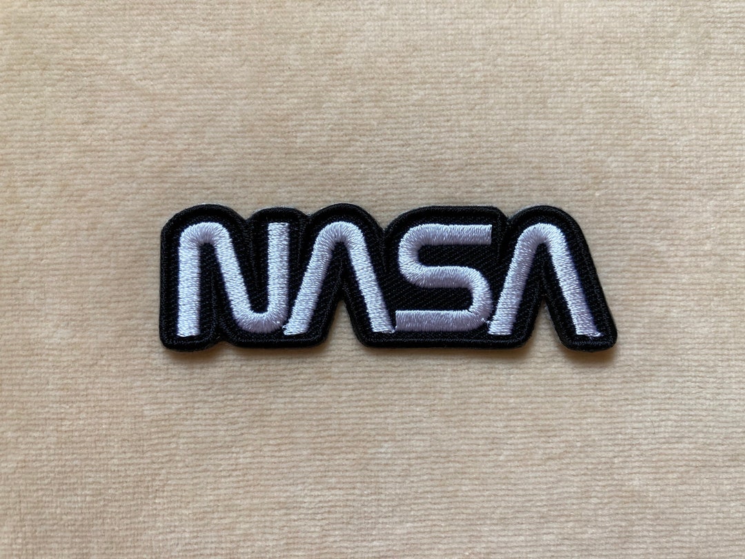 Nasa Worm Iron on Patch, White on Black - Etsy
