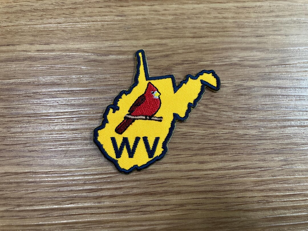 West Virginia State With A Red Cardinal and WV Insignia Iron on Patch ...