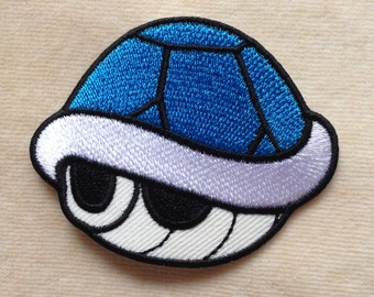 Blue Shell Mario Kart Iron on Patch Shiny Metallic - Etsy