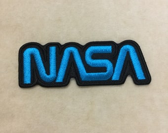 Nasa Worm Iron on Patch White on Black | Etsy