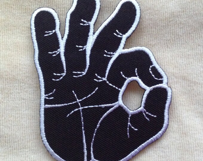 Ok Okay Hand Symbol Iron on Patch, Right Black - Etsy