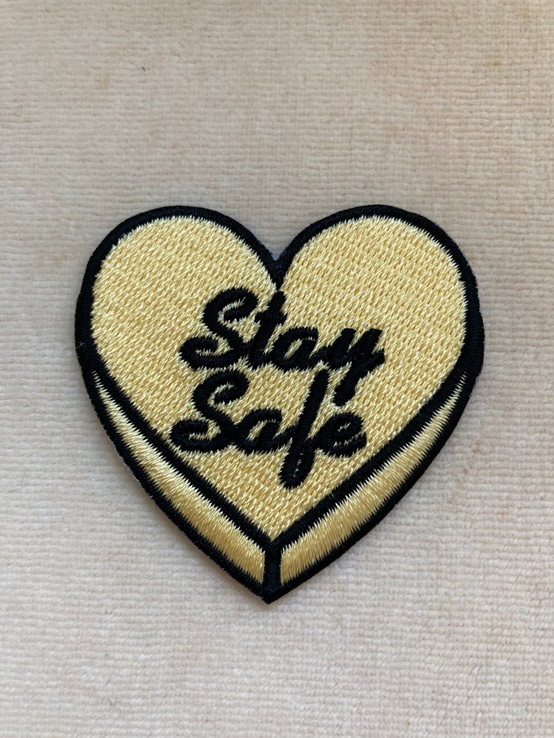 Stay Safe Custom Phrase Text 2 Inches Heart Iron on Patch - Etsy