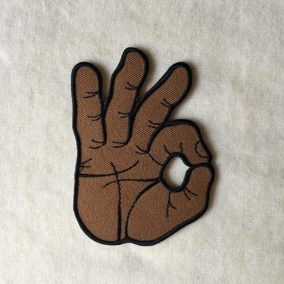 Ok Okay Hand Symbol Iron on Patch Right Brown - Etsy