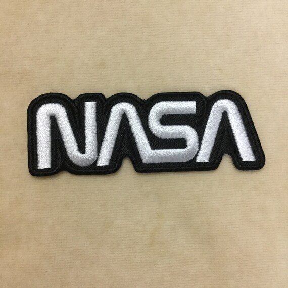 Nasa Worm Iron on Patch White on Black | Etsy
