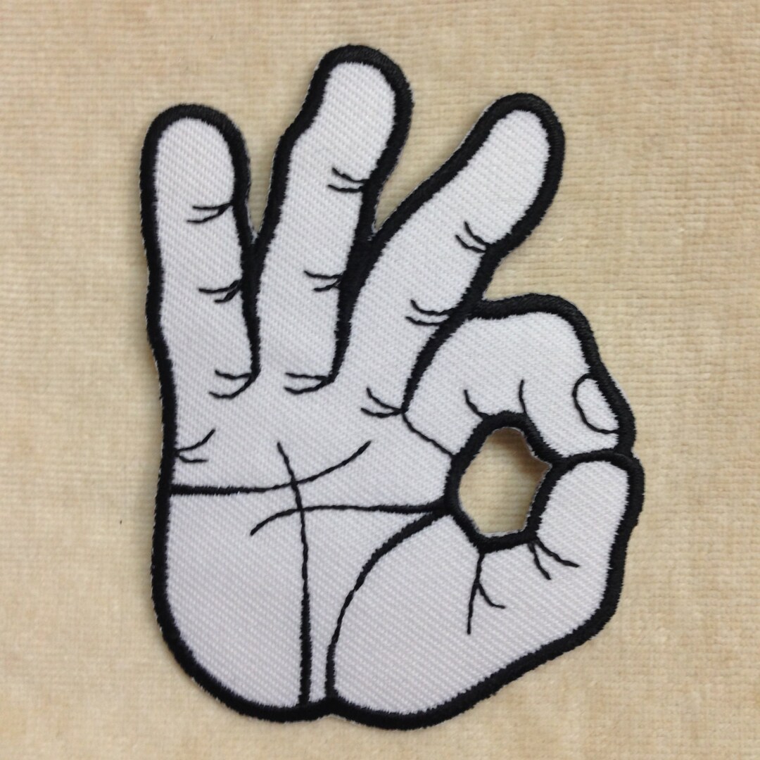 Ok Okay Hand Symbol Iron on Patch, Right White - Etsy