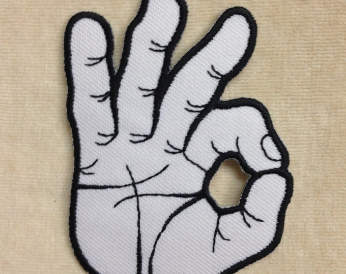Ok Okay Hand Symbol Iron on Patch, Right White - Etsy