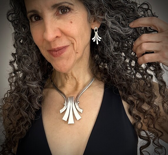Mexican Modernist Pectoral Hinged Collar Necklace, Br… - Gem