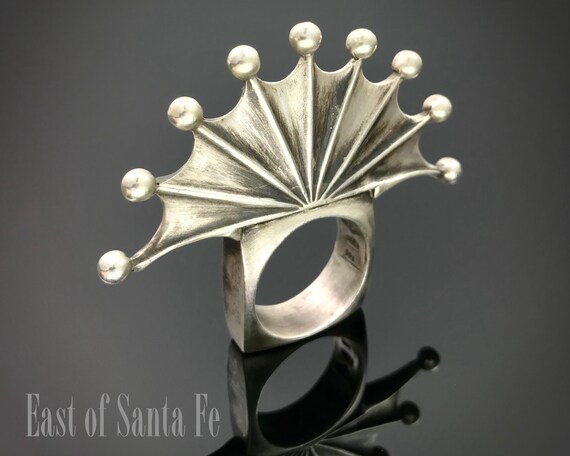 Sculptural Sterling Silver Fan Ring Size 10 Mid Century Modern | Etsy