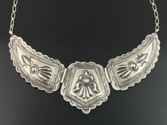 Navajo Sterling Silver Collar Necklace Native America… - Gem