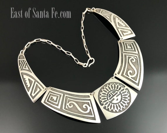 Hopi Overlay Sunface CollarNecklace Native American S… - Gem