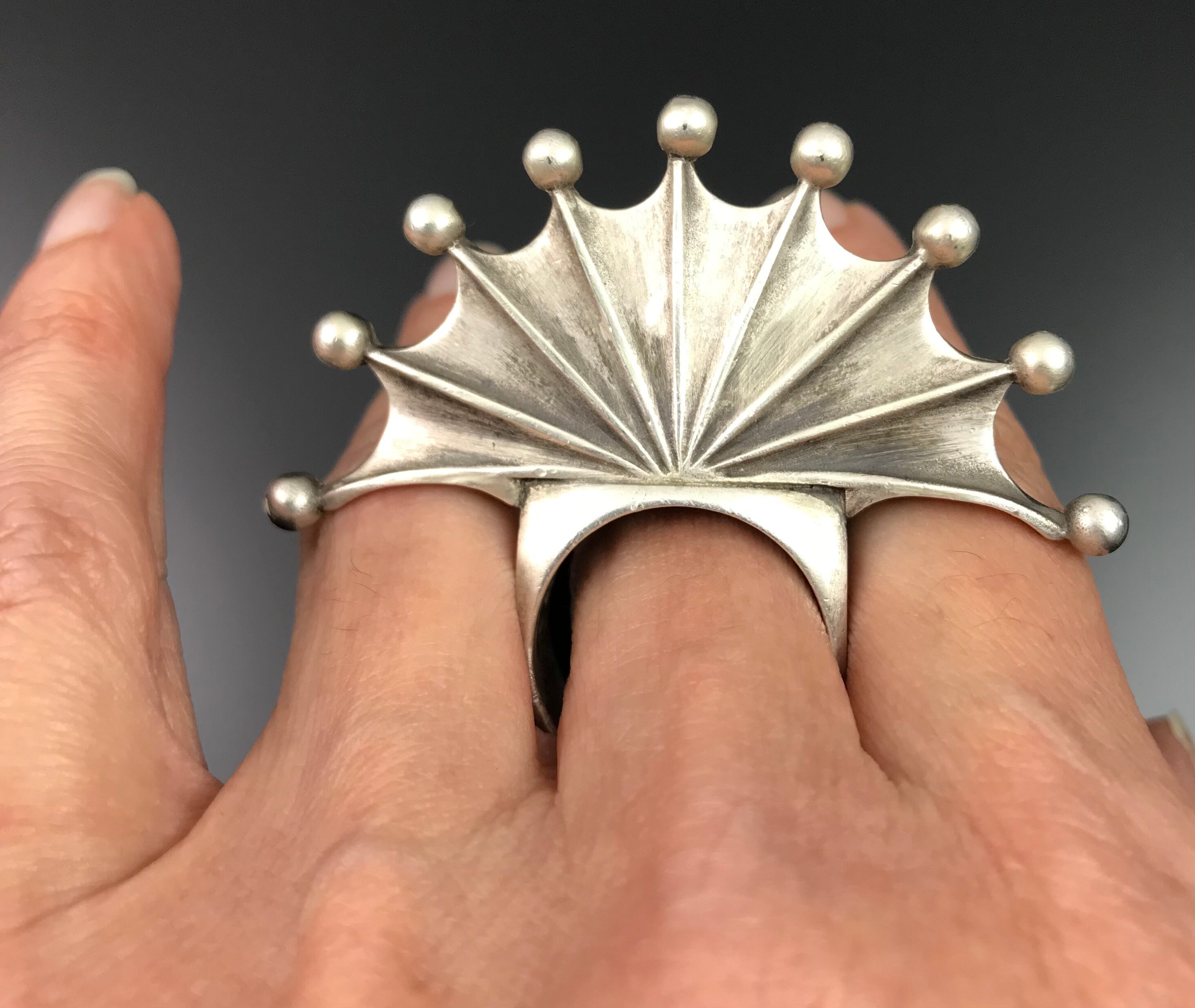 Sculptural Sterling Silver Fan Ring Size 10 Mid Century Modern | Etsy