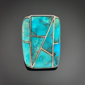 Vintage Inlay Turquoise Saddle Native American Navajo Size 10 1/2 Ring ...