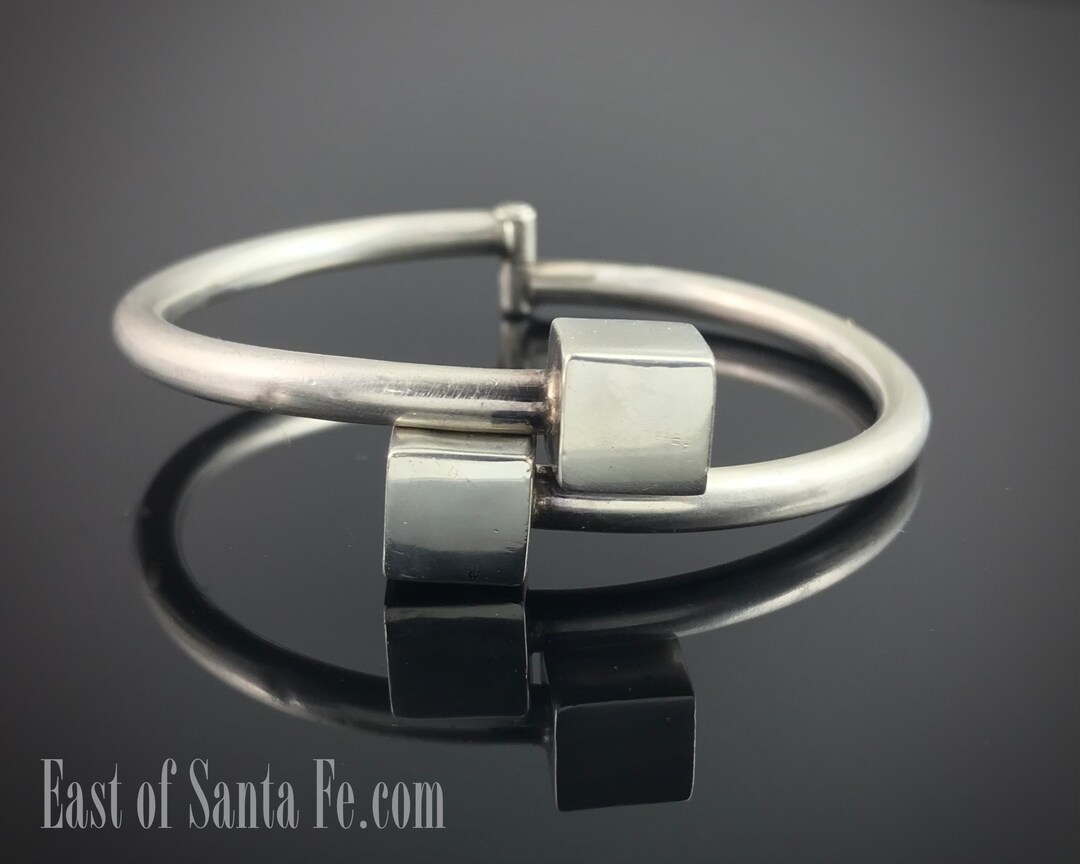 Sterling Silver Modernist Locking Bangle Bracelet - Vintage - Etsy