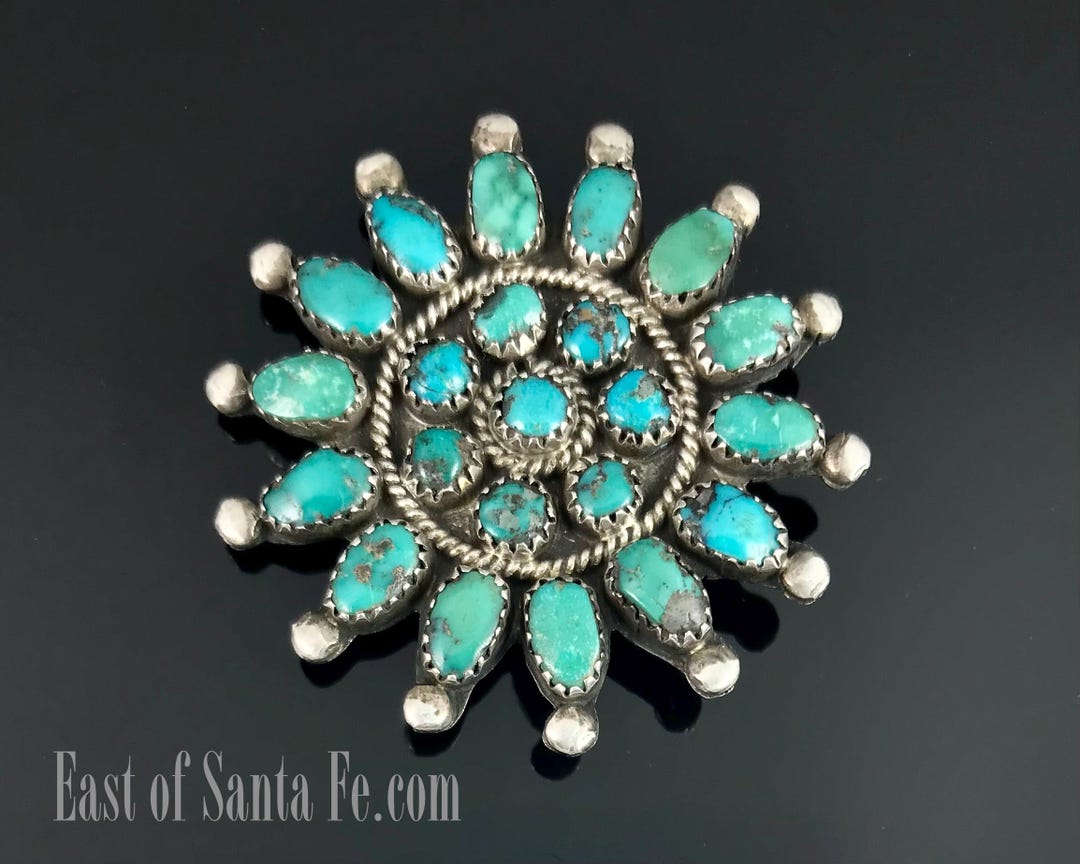 Zuni or Navajo Turquoise Cluster Pin Native American - Vintage - Etsy