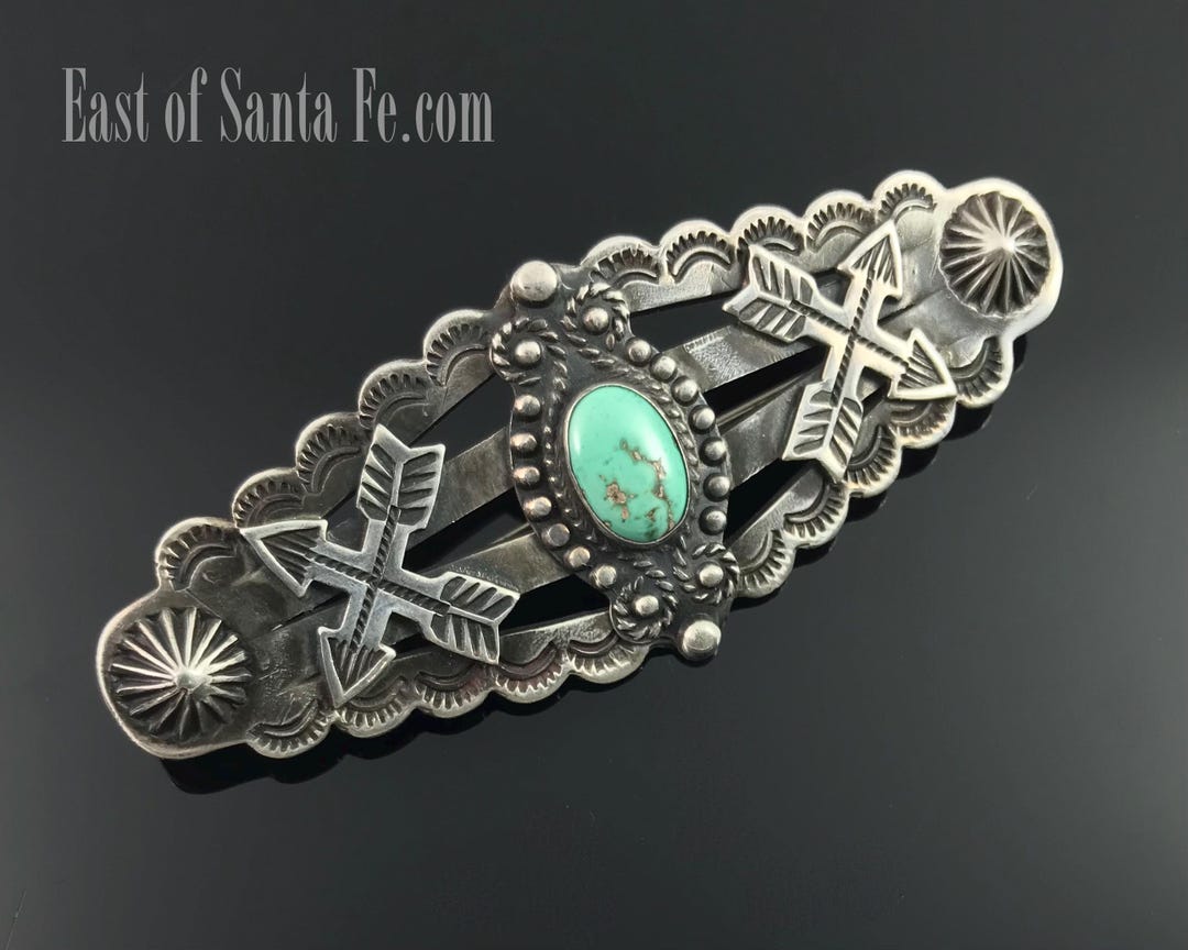 Rare COIN SILVER Large Fred Harvey Era Crossed Arrows Native American ...