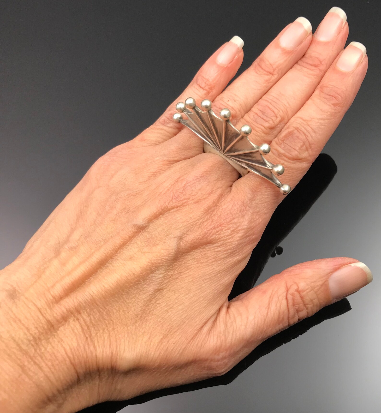 Sculptural Sterling Silver Fan Ring Size 10 Mid Century Modern | Etsy
