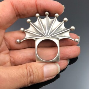 Sculptural Sterling Silver Fan Ring Size 10 Mid Century Modern | Etsy