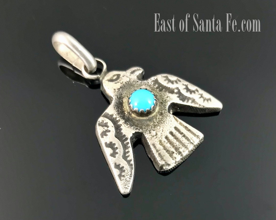 Thunderbird Turquoise Necklace Pendant Navajo Native American Signed ...