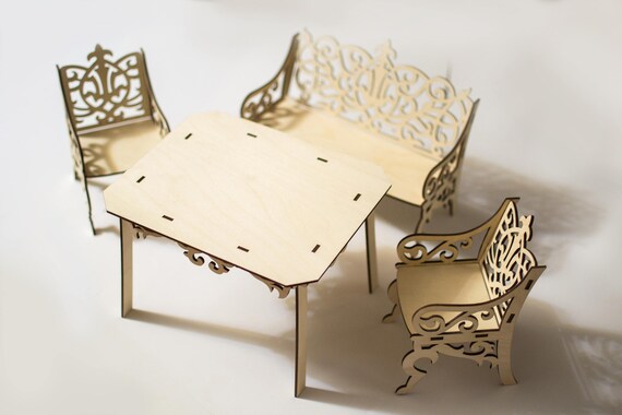 Dining room Dollhouse / Doll furniture / Table Dollhouse / | Etsy