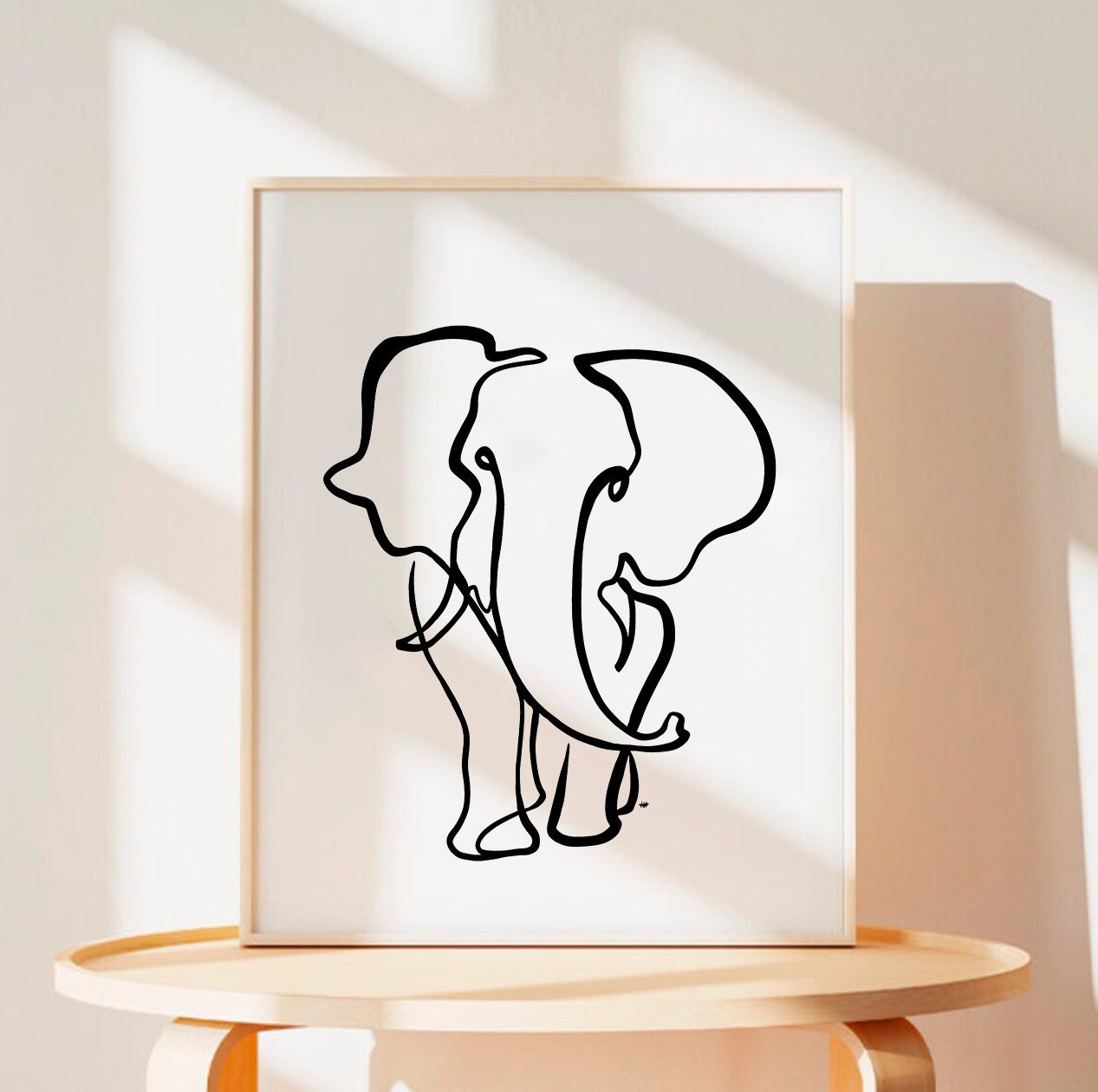 The Elephant II - Art Print - Simple One Line Drawing of an Elephant ...