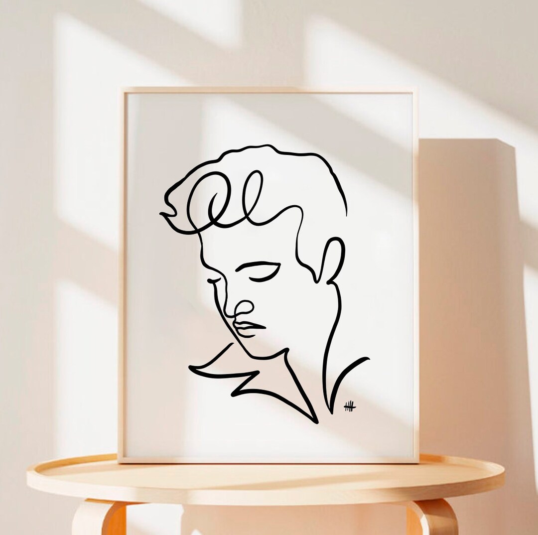The Elvis Presley - Art Print - Minimal One Line Drawing of the King ...