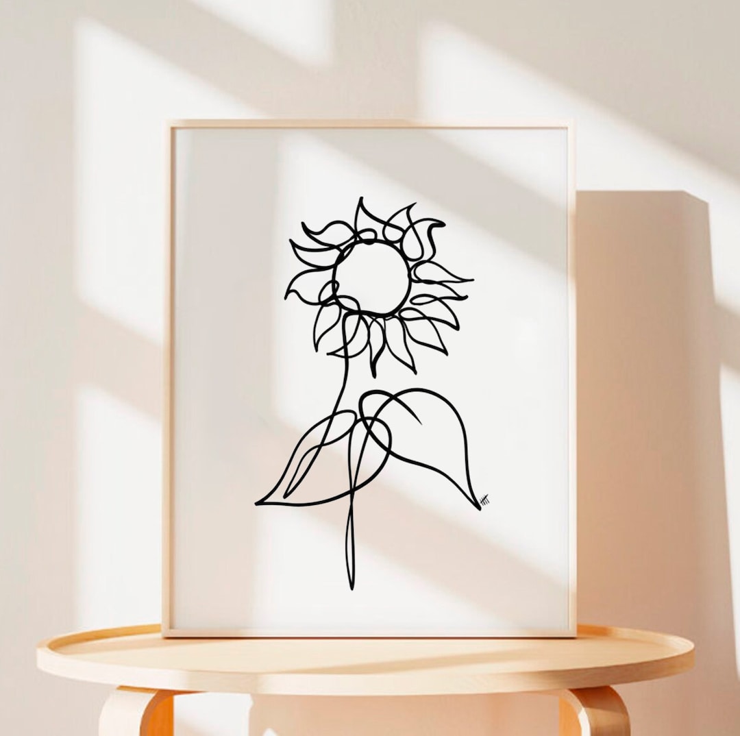 The Sunflower - Art Print - Simple One Line Drawing of a Sunflower ...