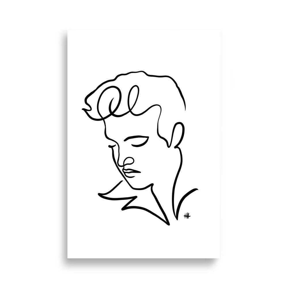 The Elvis Presley - Art Print - Minimal One Line Drawing of the King ...