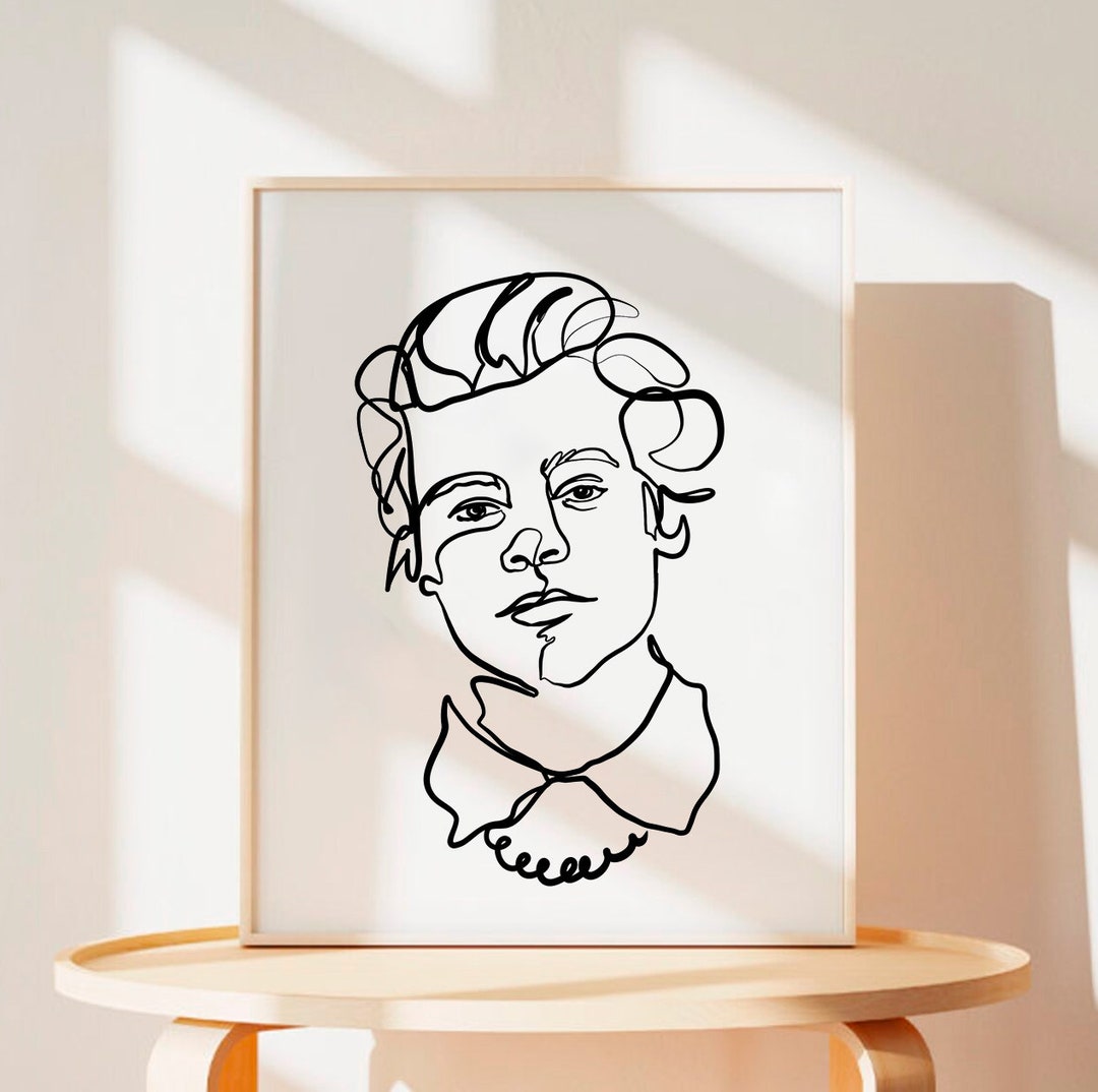 The Harry Styles Art Print Dibujo de una línea de Harry Styles, arte de ...