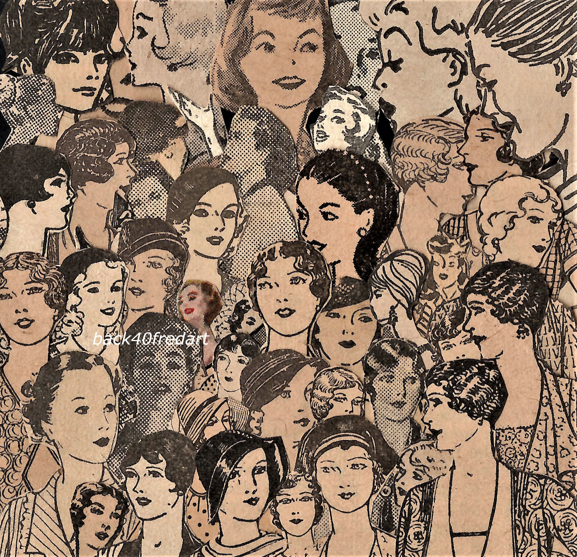 Womens Collage style Vintage Fashion Illustrations Canvas | Etsy