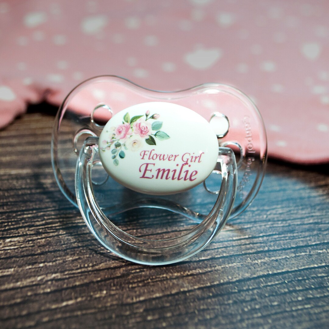 2-PACK Personalised Dummy Pacifier Soother, Various Teats, FLOWER GIRL ...